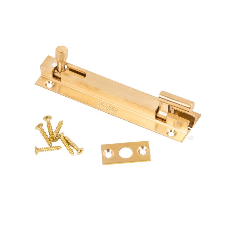 Necked Barrel Bolt Heavy Duty Brass Shoot With Screws Satin Brass ...